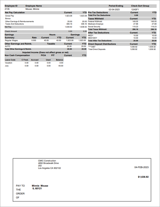 US Payroll - Standard PY Stub Formats