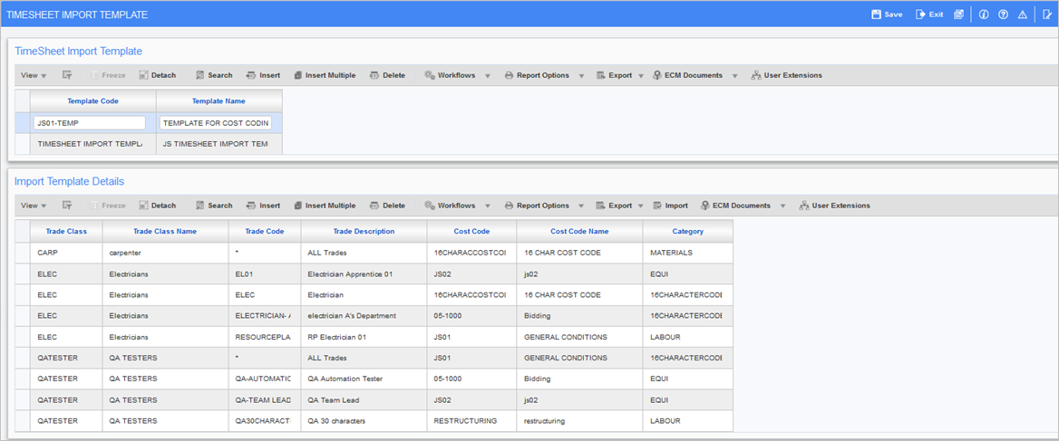 Timesheet Import Template