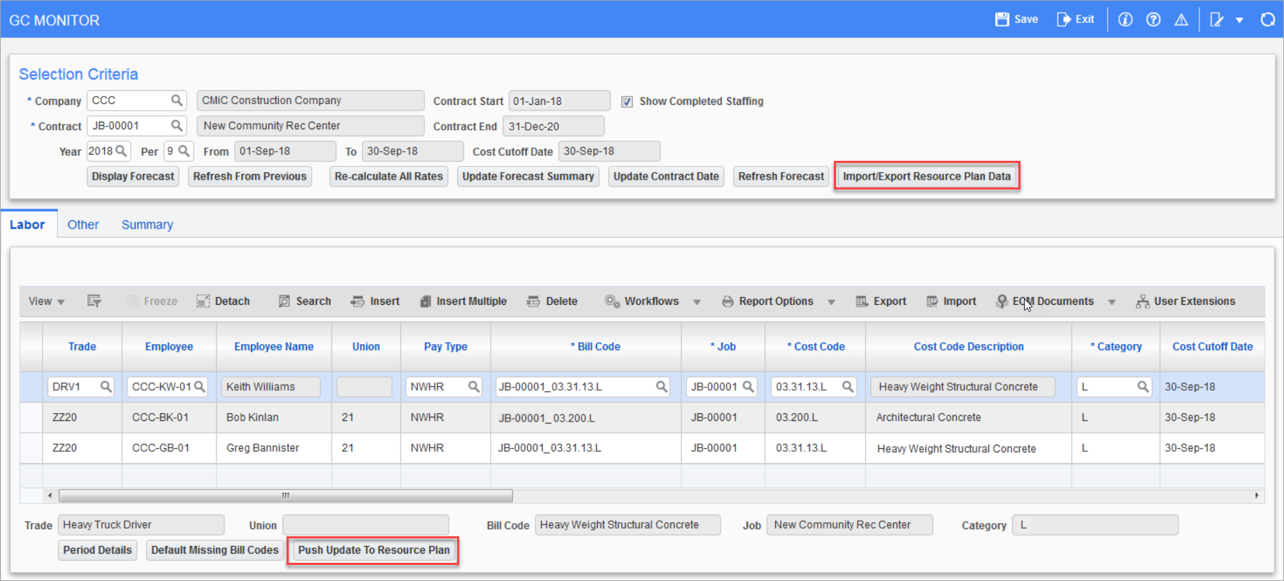 Resource Planning - GC Monitor & Resource Planning Integration