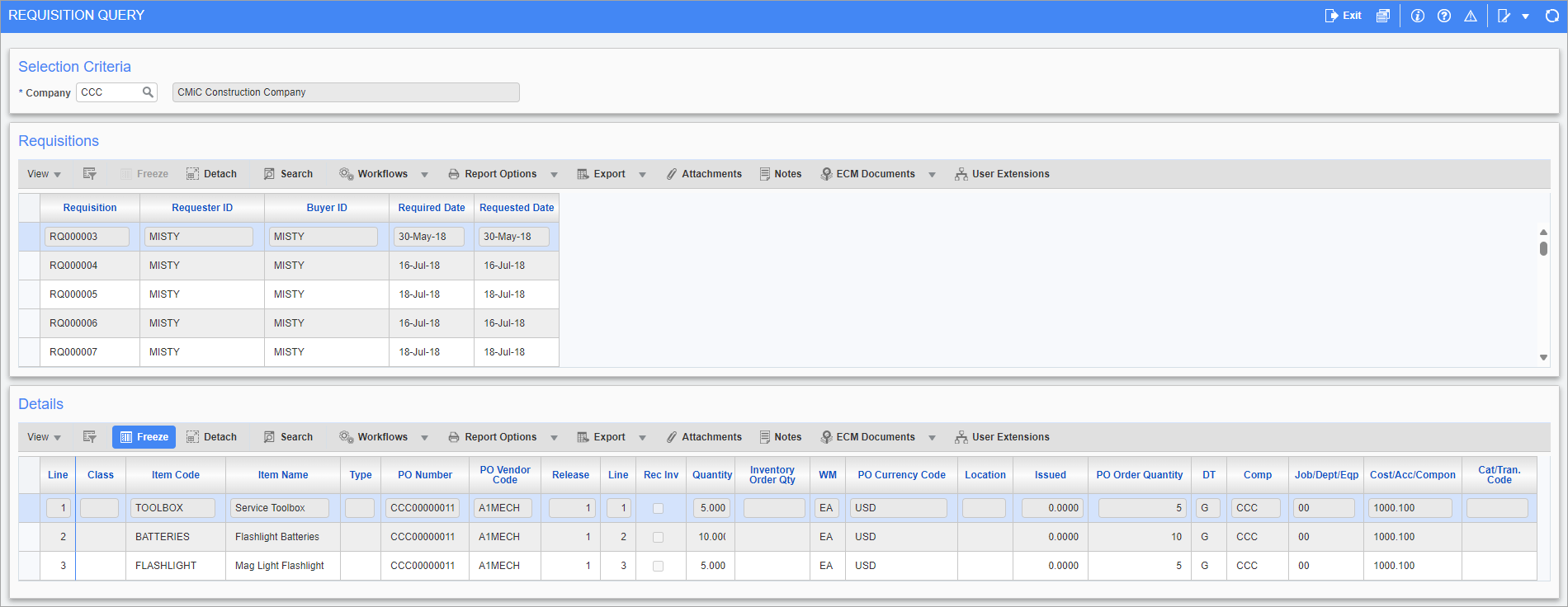 Requisitions - Queries