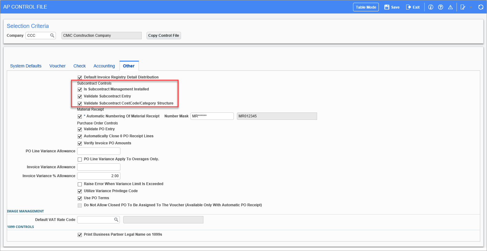 Subcontract Management - Internal Setup (SC Module)