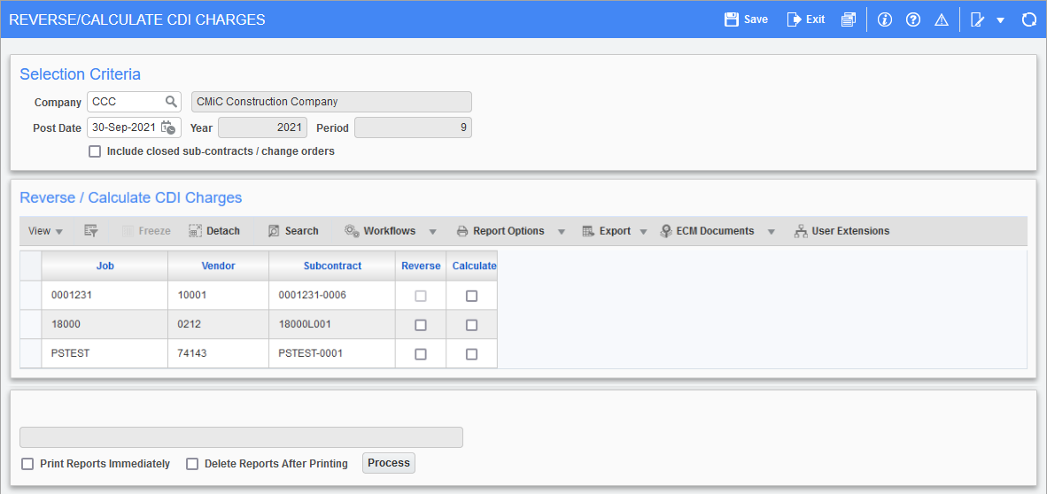 Subcontract Management - Reverse/Calculate CDI Charges