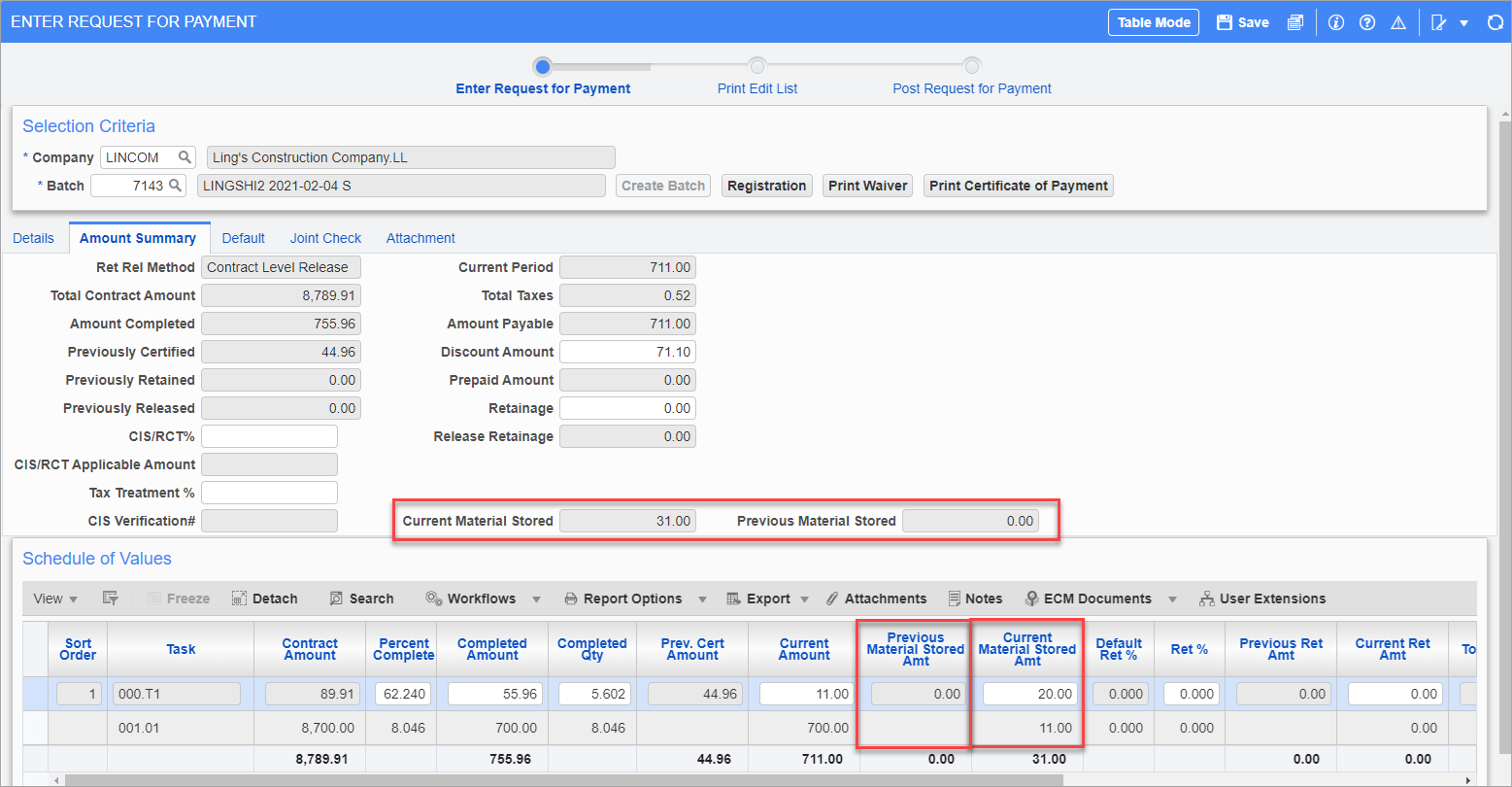 Creation of Stored Materials in RFP Screen