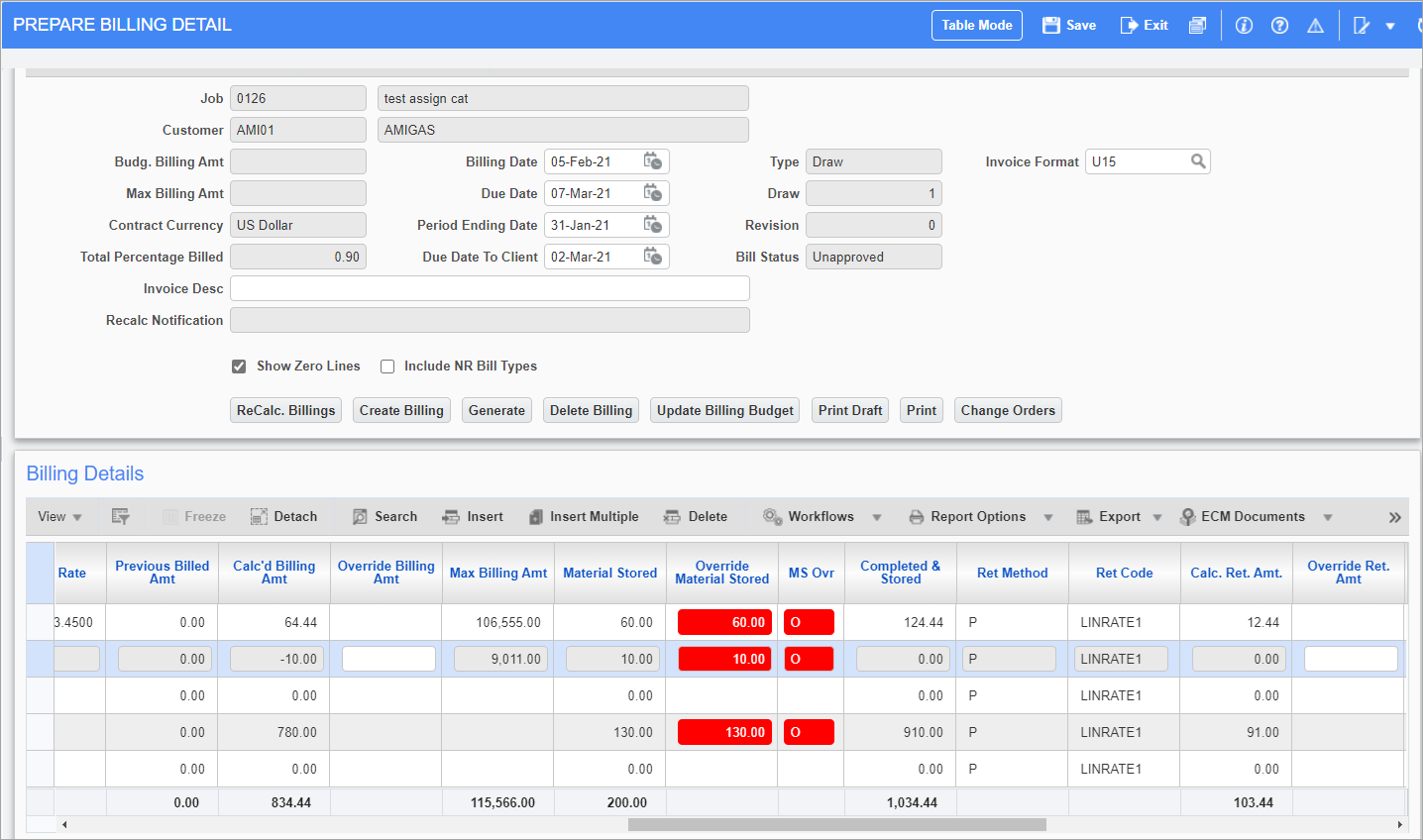 Creation of Stored Materials in RFP Screen