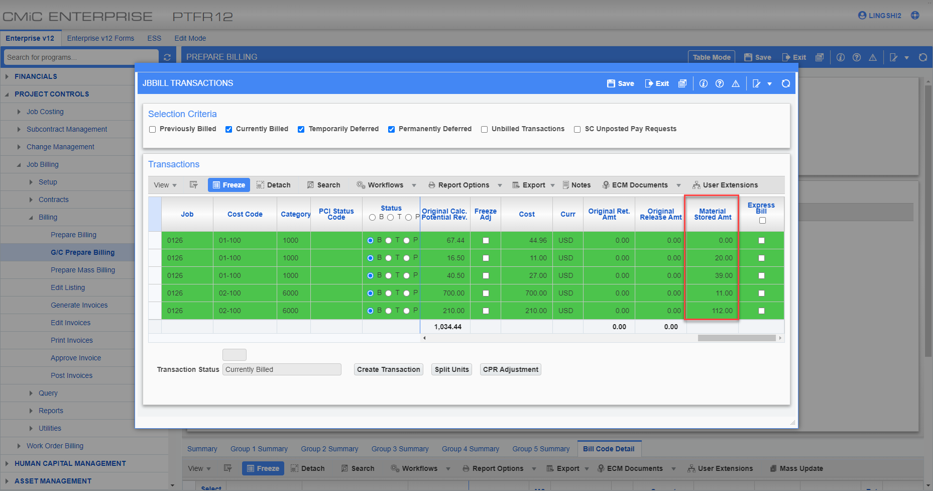 Creation of Stored Materials in RFP Screen
