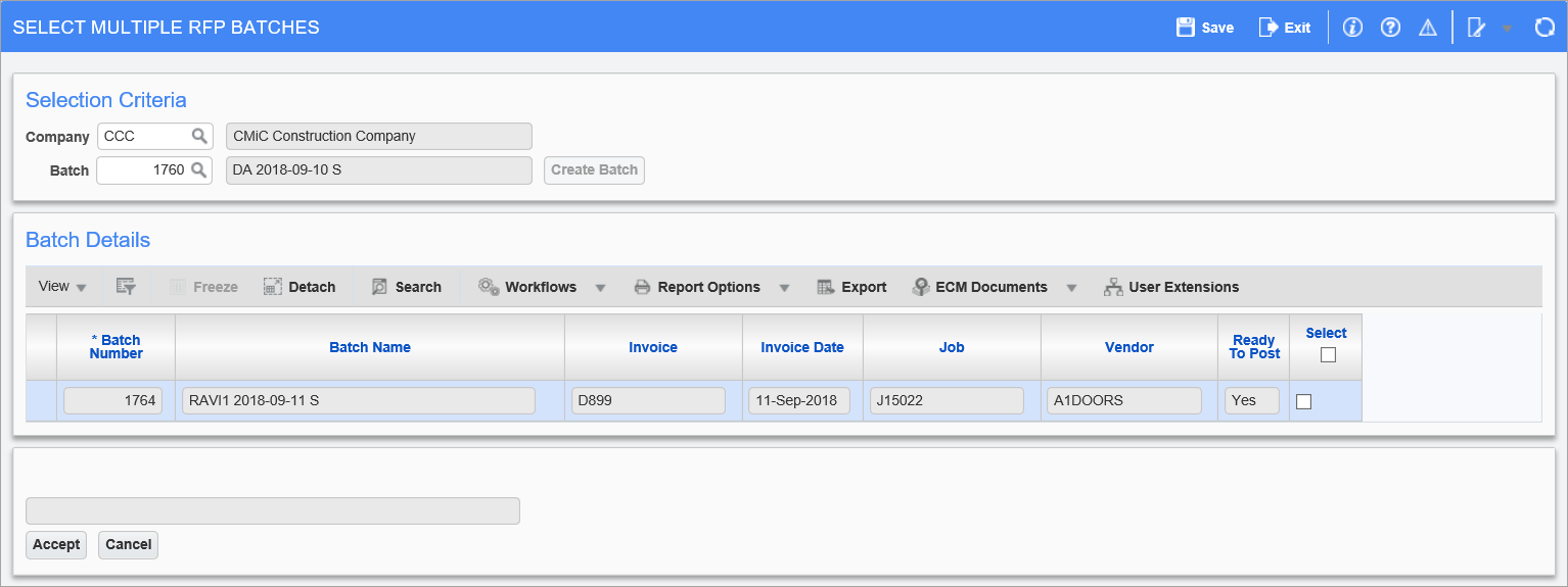 Subcontract Management - Select Multiple RFP Batches