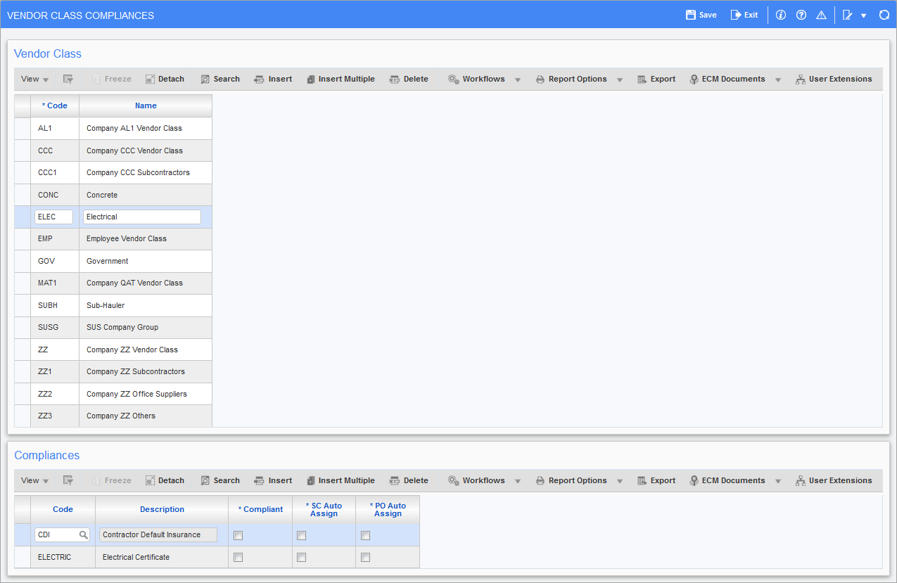 Subcontract Management - Vendor Class Compliance - System Level