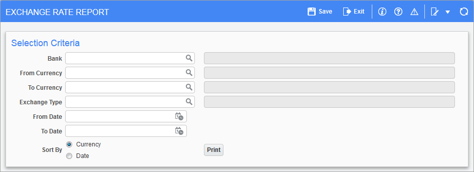 System Data - Exchange Rates Report