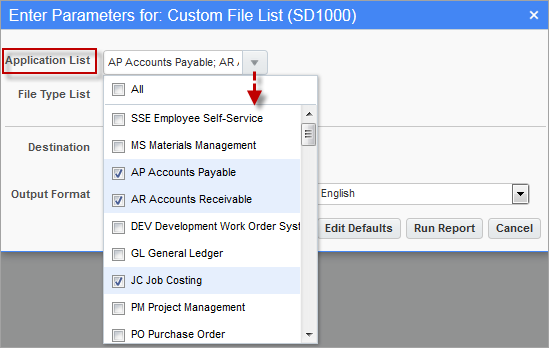 System Data - Custom File List