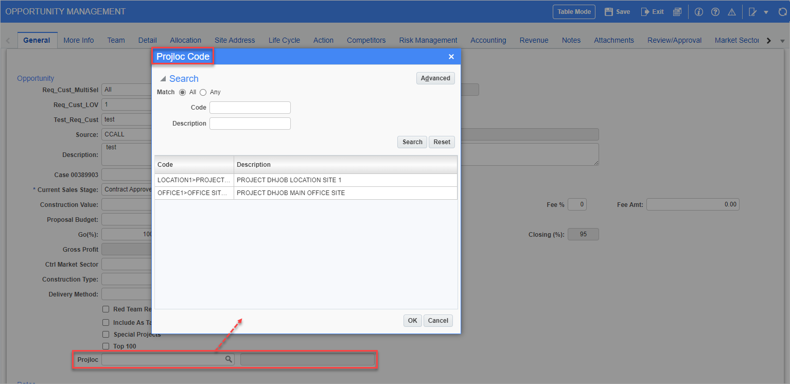 System Data - Adding a Project Location Code to a Screen