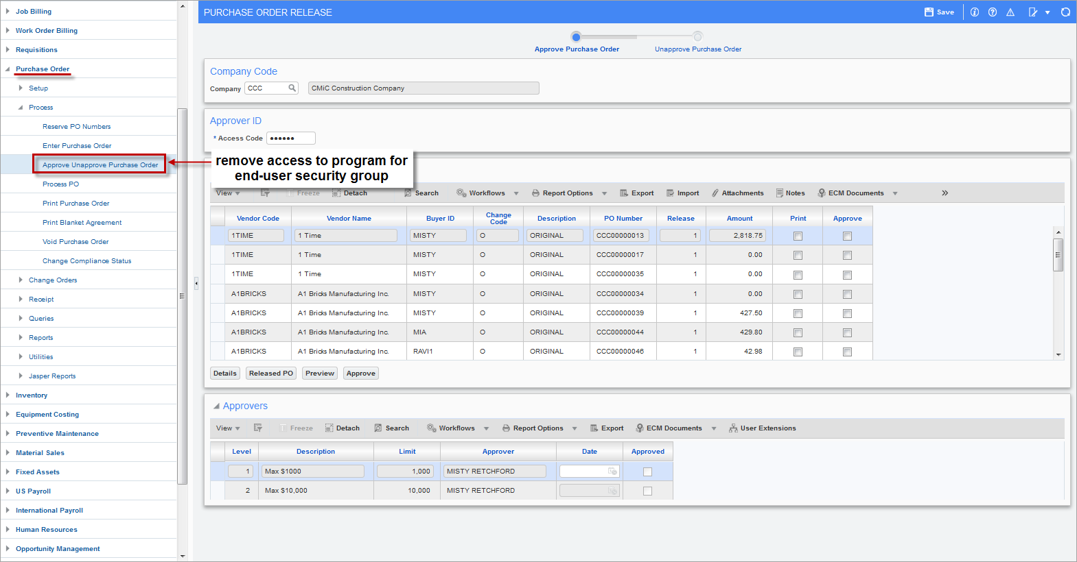 Purchase Order Workflow Security